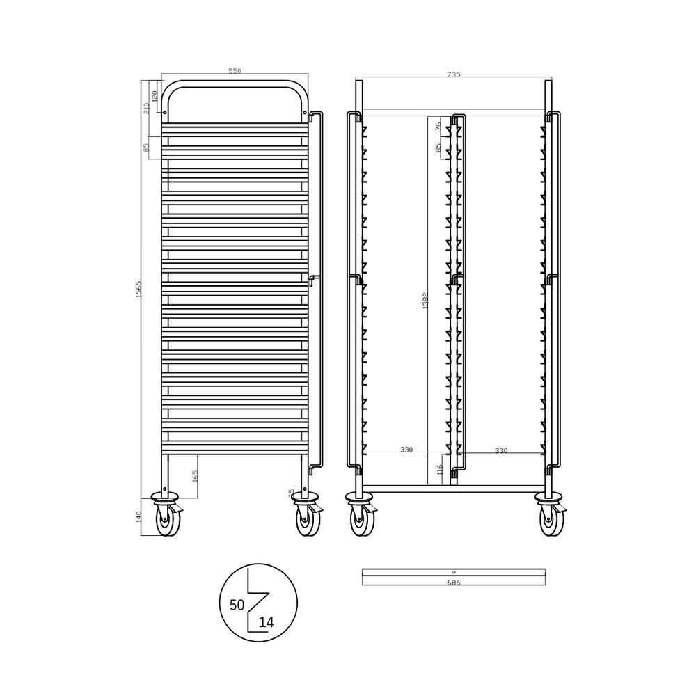 Flat Pack Twin Column 15 Level GN Trolley 1/1 – Stored & Handled